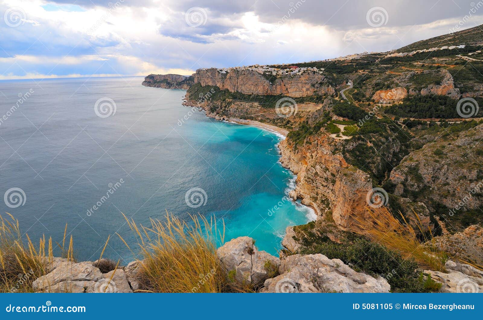 View of a Mediterranean Coast Beach Stock Image - Image of leisure ...