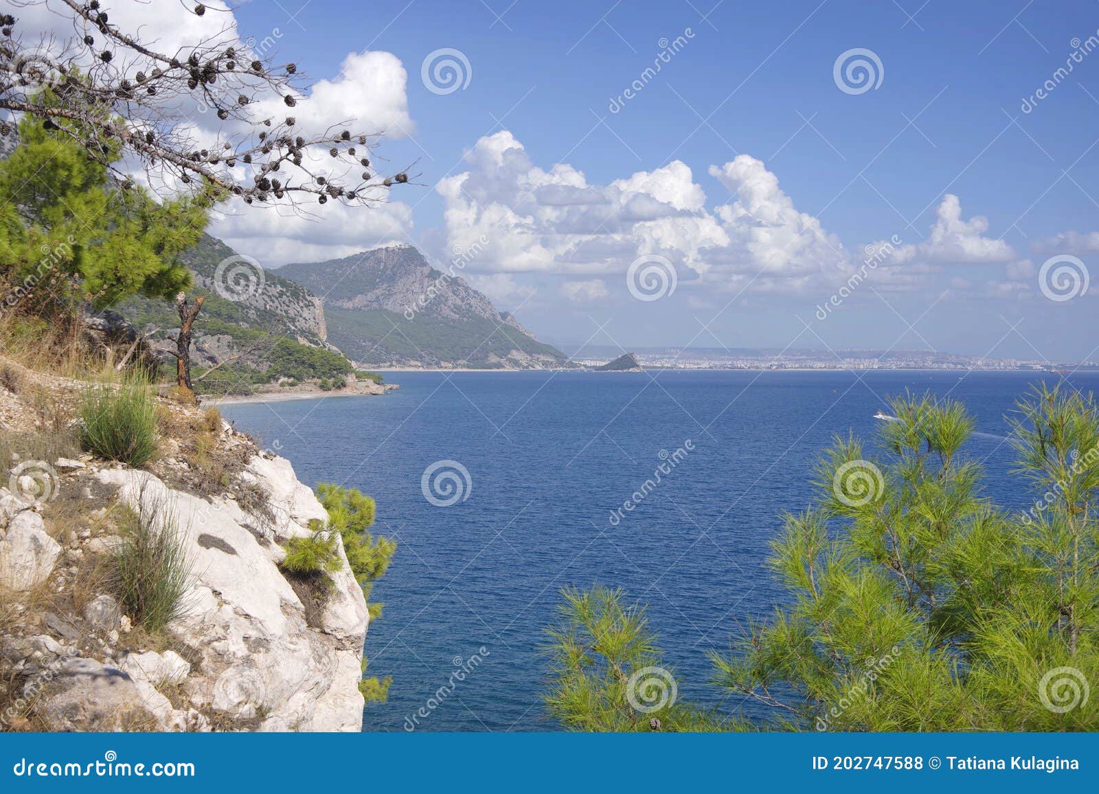 View of the blue sea. stock photo. Image of nature, antalya - 202747588