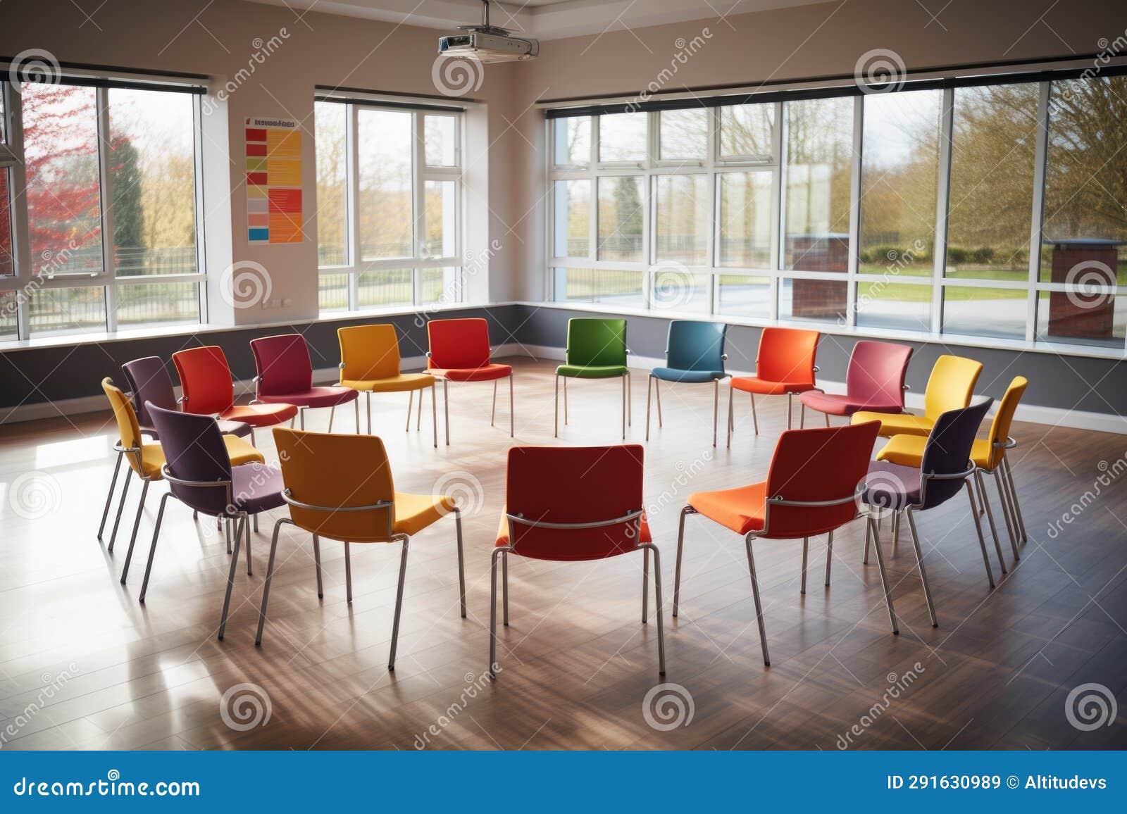 View of a Meeting Room with Storey Chairs Arranged in a Circle Stock ...