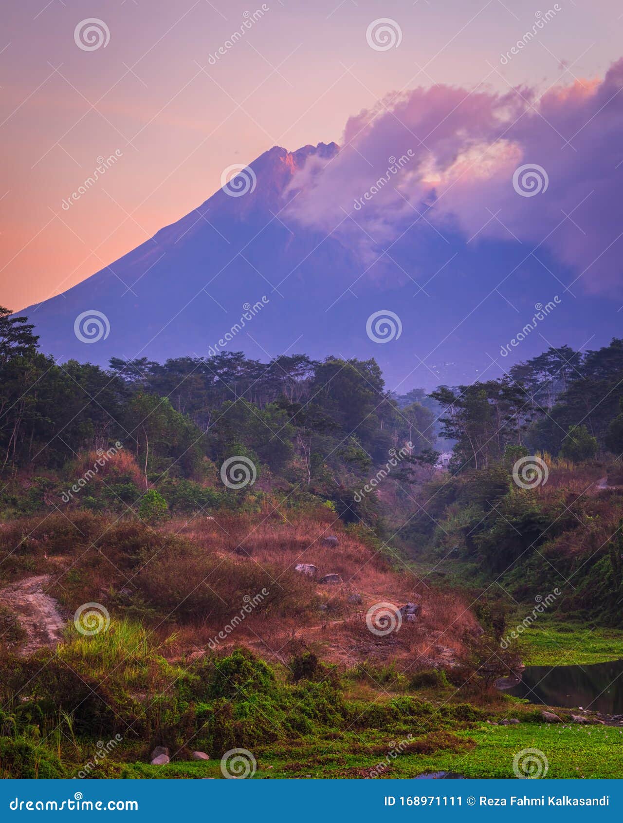 View of Merapi Volcano with a Light Mist in the Morning HDR Processed ...