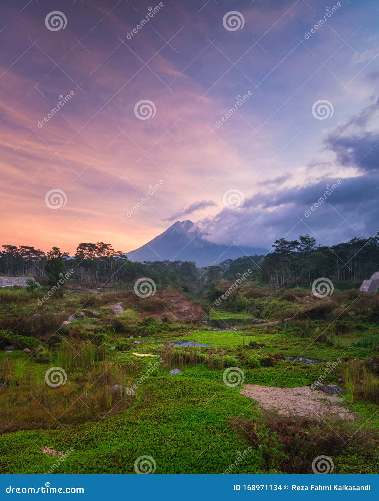 View of Merapi Volcano with a Light Mist in the Morning HDR Processed ...