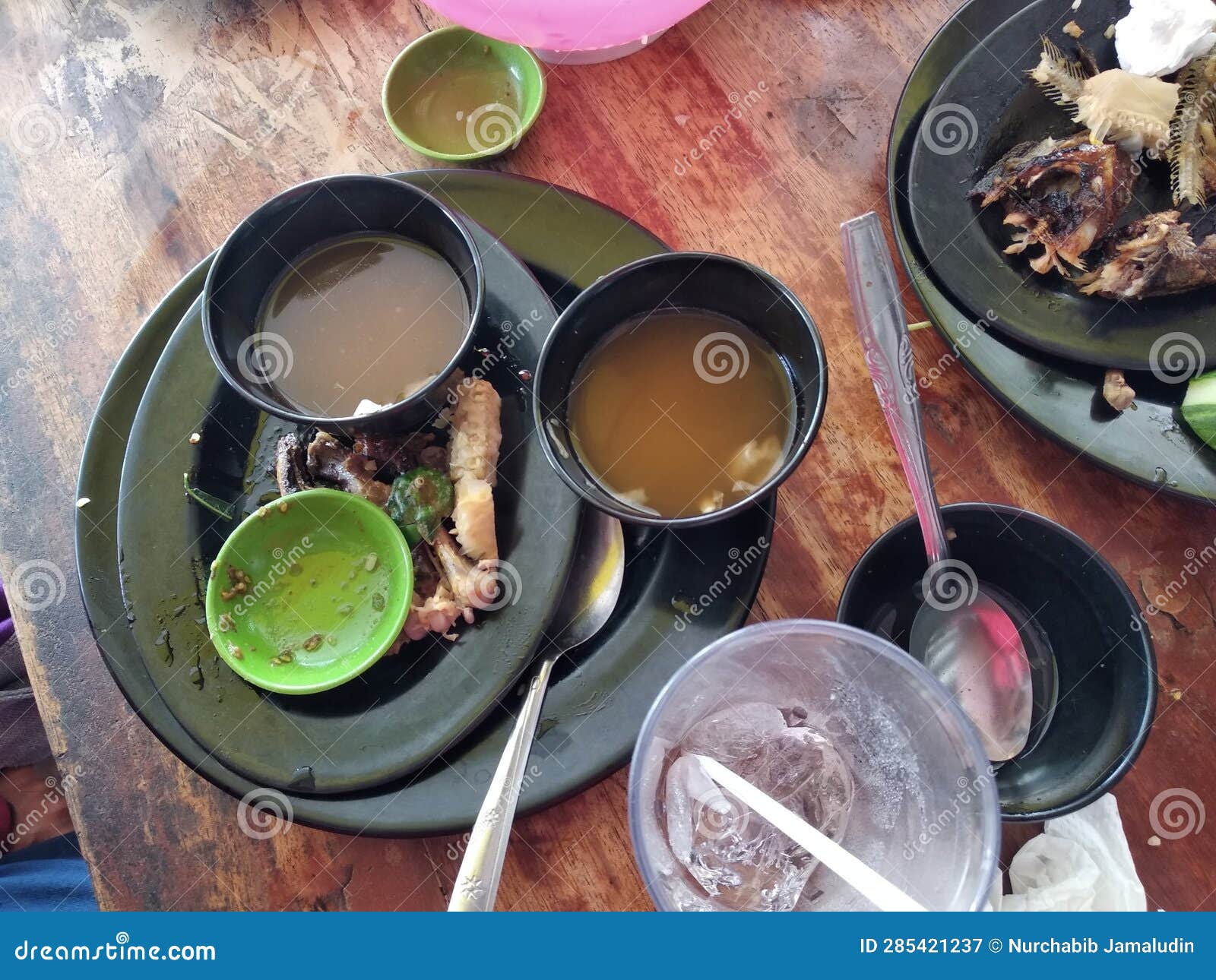 Messy table after lunch stock image. Image of healthy - 285421237
