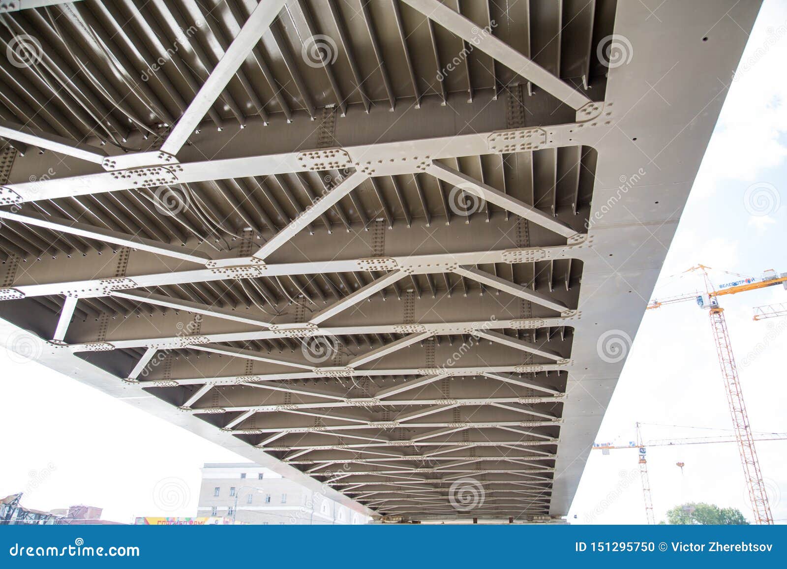 View of the Metal Beams of the Bridge Across the River from Below on ...