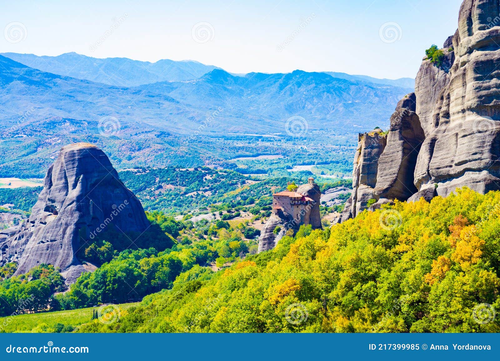 View of Meteora Rock Formation Greece Stock Image - Image of country ...