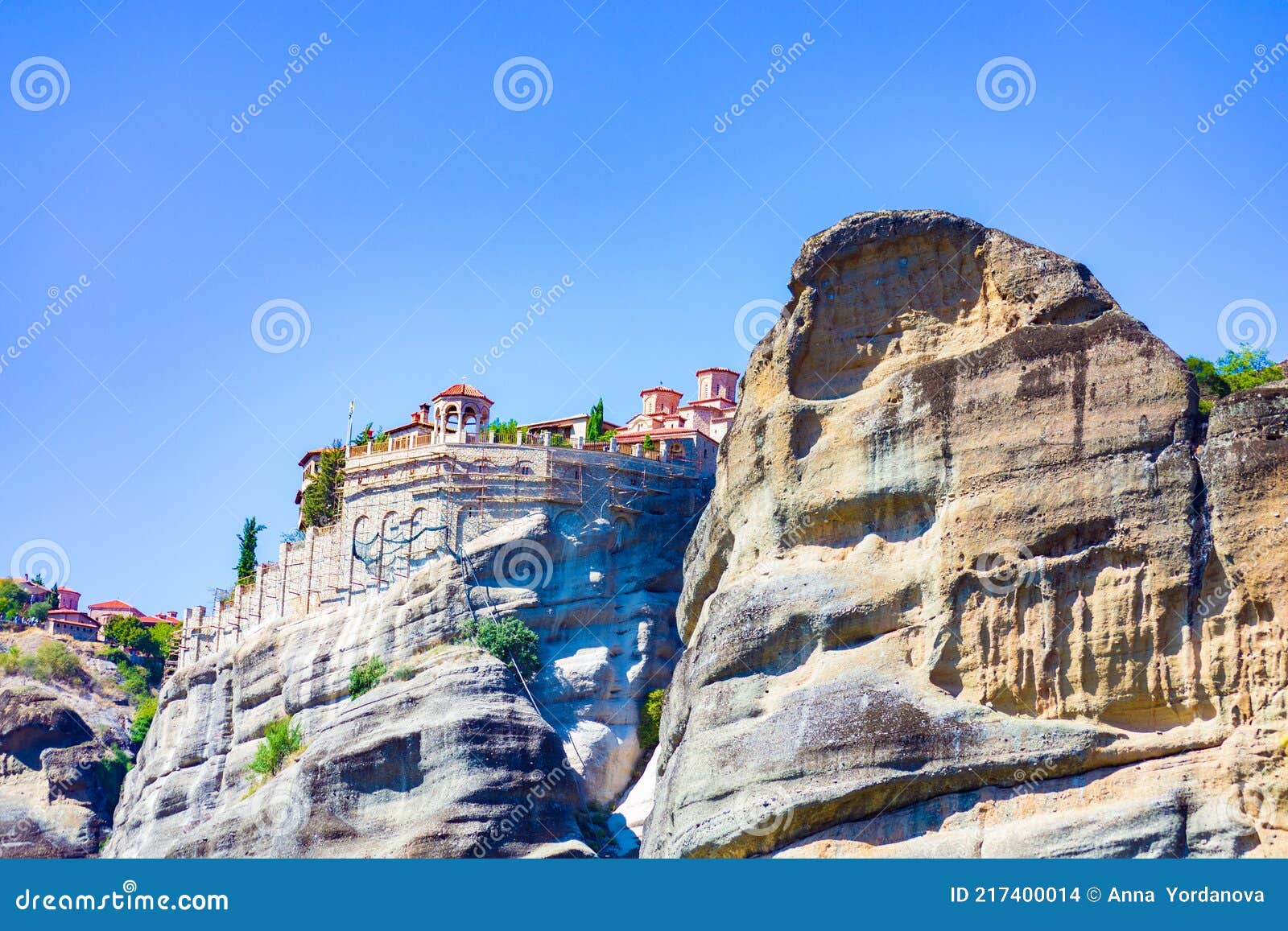 View of Meteora Rock Formation Greece Stock Photo - Image of ...