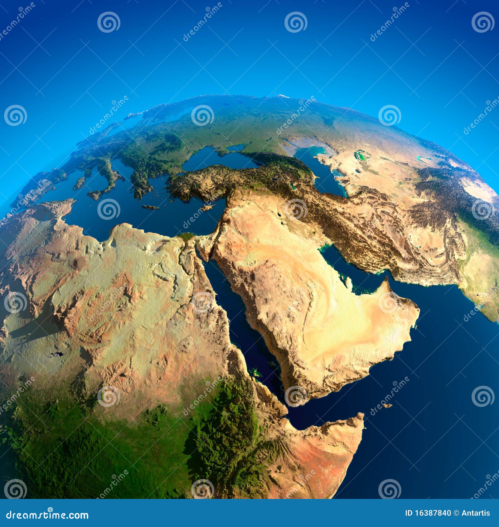 View of the Middle East from Space Stock Illustration - Illustration of ...