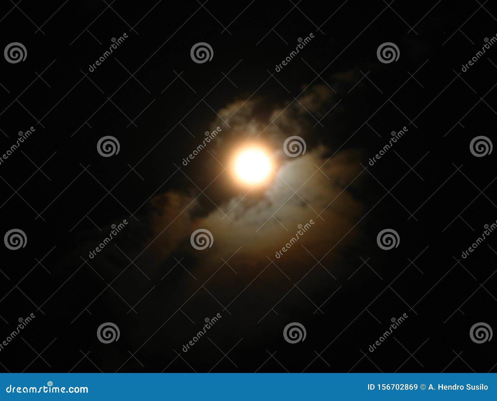View on the Midnight Night Sky with Moonlight and Clouds Stock Image ...