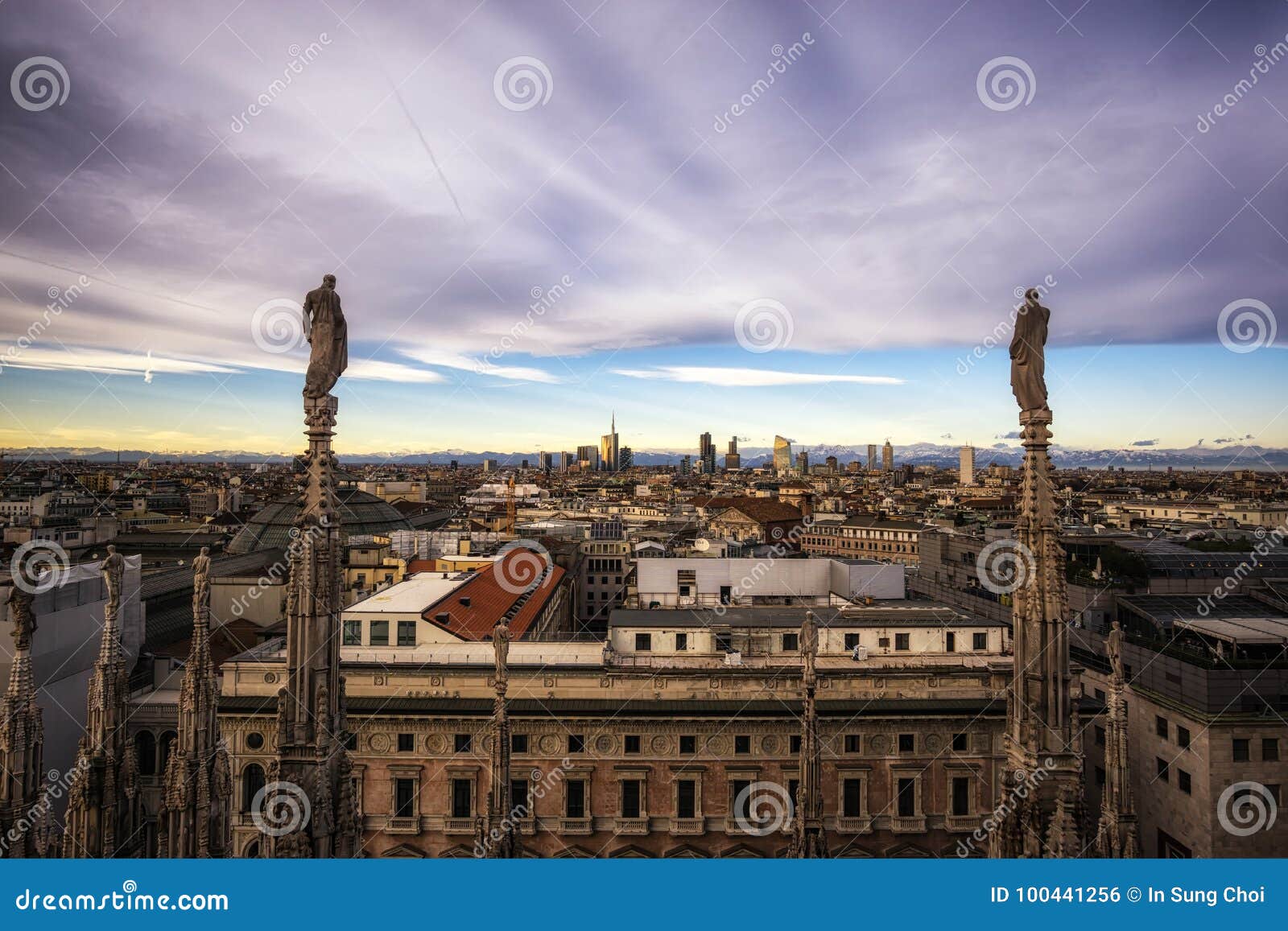 Milan Duomo rooftop stock photo. Image of europe, architectural - 100441256