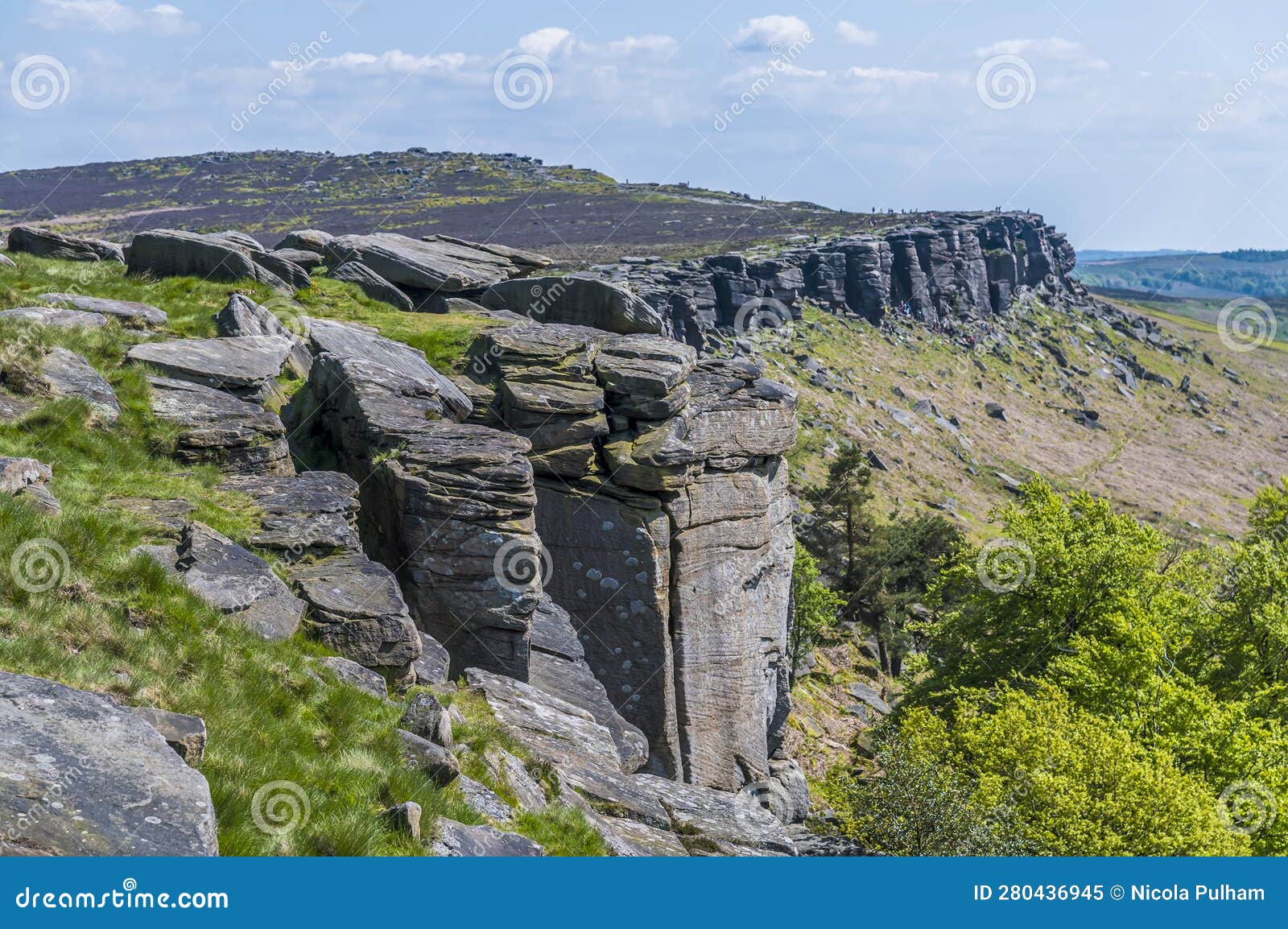 A View of the Millstone Rock Face on the Stanage Edge Escarpment in the ...