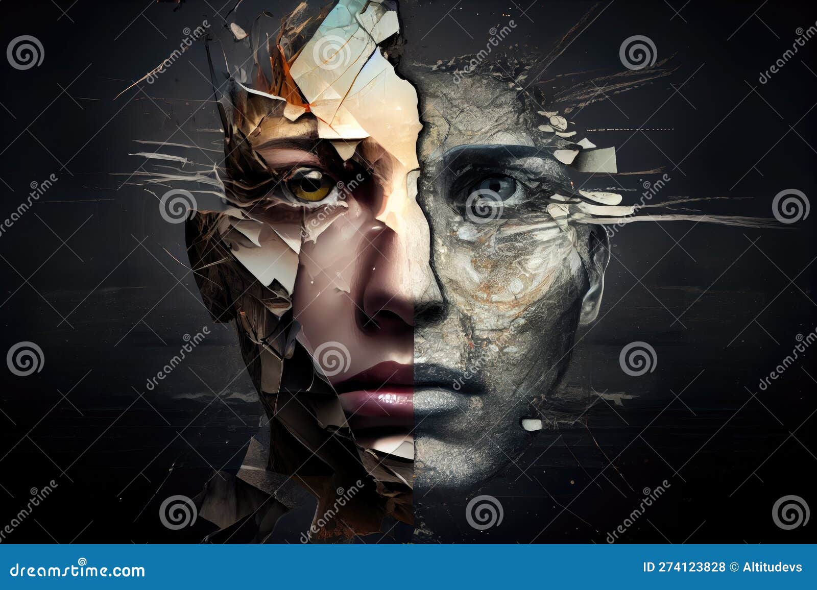 Fractured Mind:A Cubist Mural Of A Brain On A Graffiti-Laden Wall Along ...