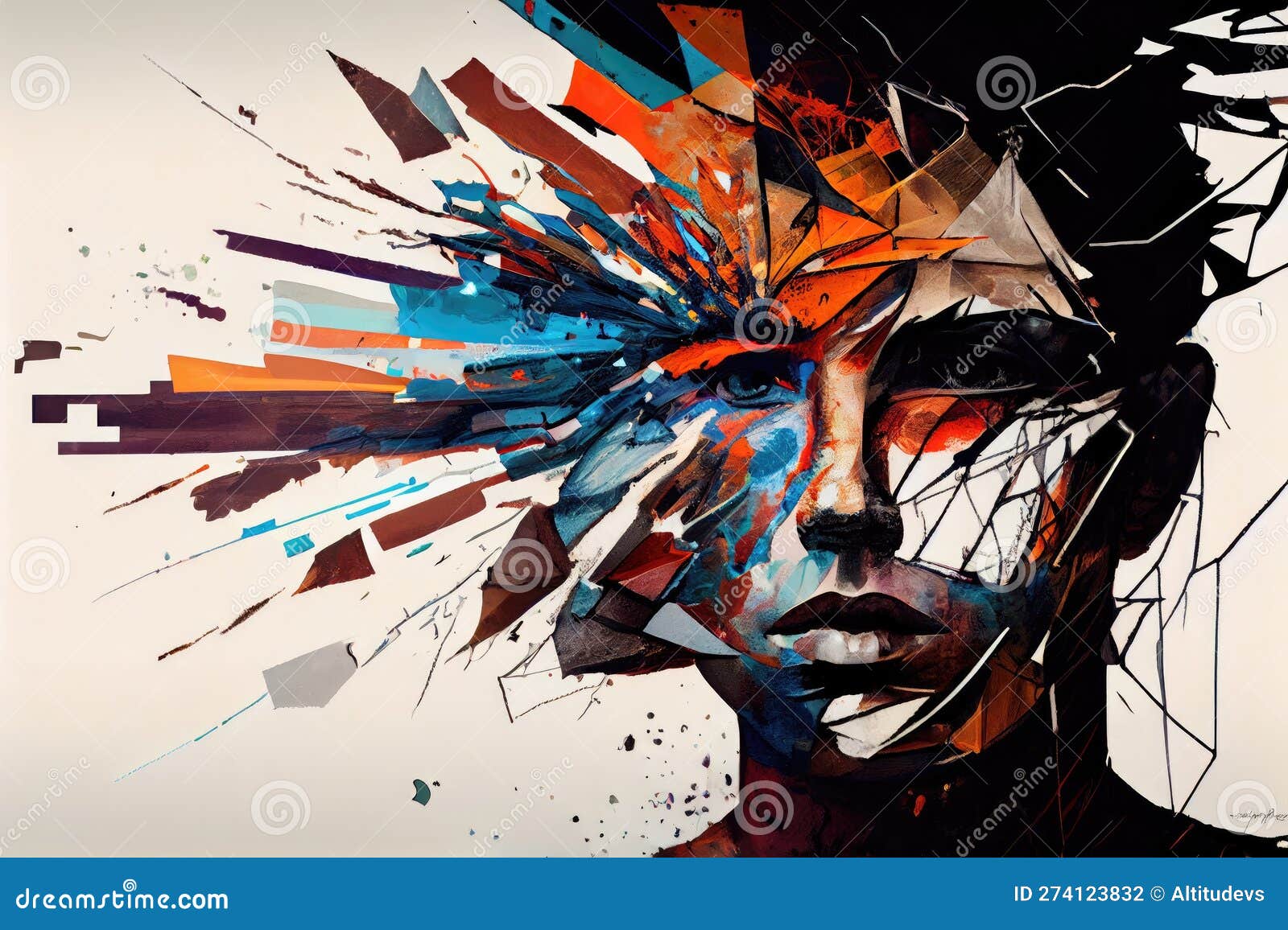 View of the Mind, with Fractured Thoughts and Emotions, Representing ...