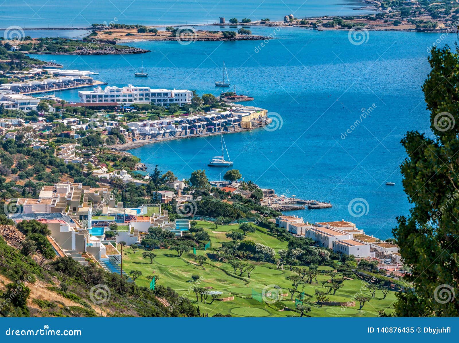 View of Mirabello Bay and Elounda, Crete, Greece Stock Image - Image of ...