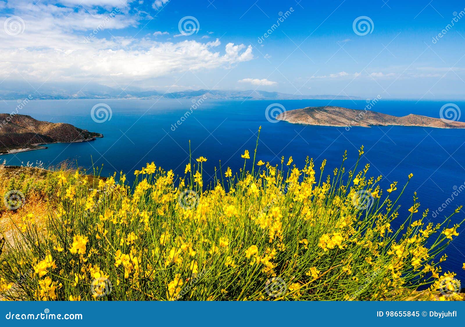 View of Mirabello Bay and Pseira Island, Sitia, Crete Stock Image ...