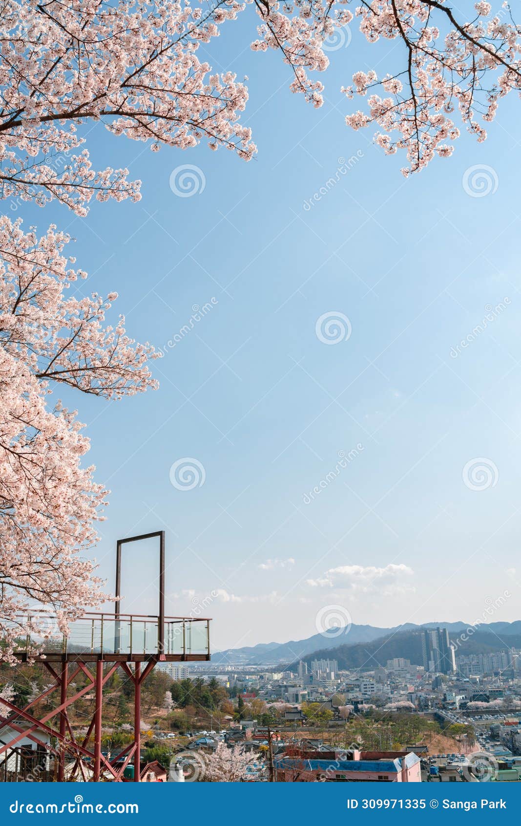 View of Miryang City from Moonlight Ssamji Park Observatory at Spring ...