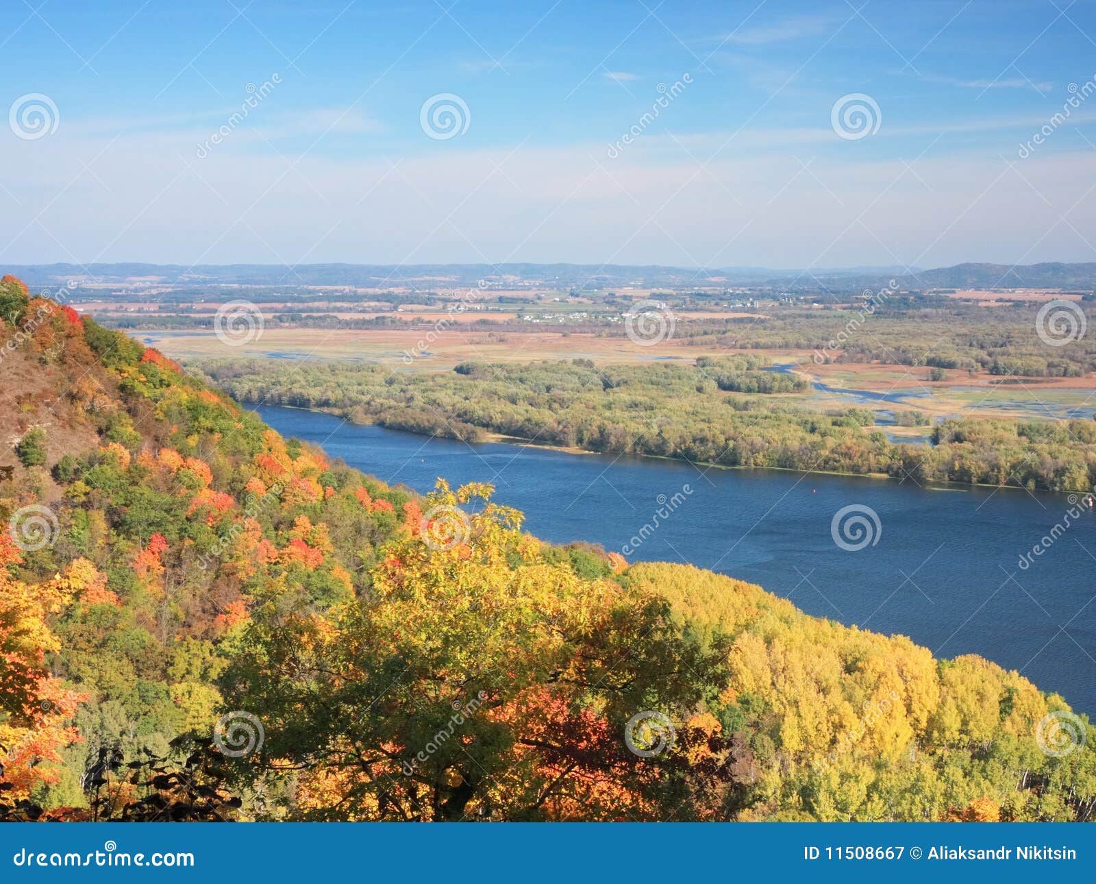 View of Mississippi River in Minnesota at Fall Stock Image - Image of ...