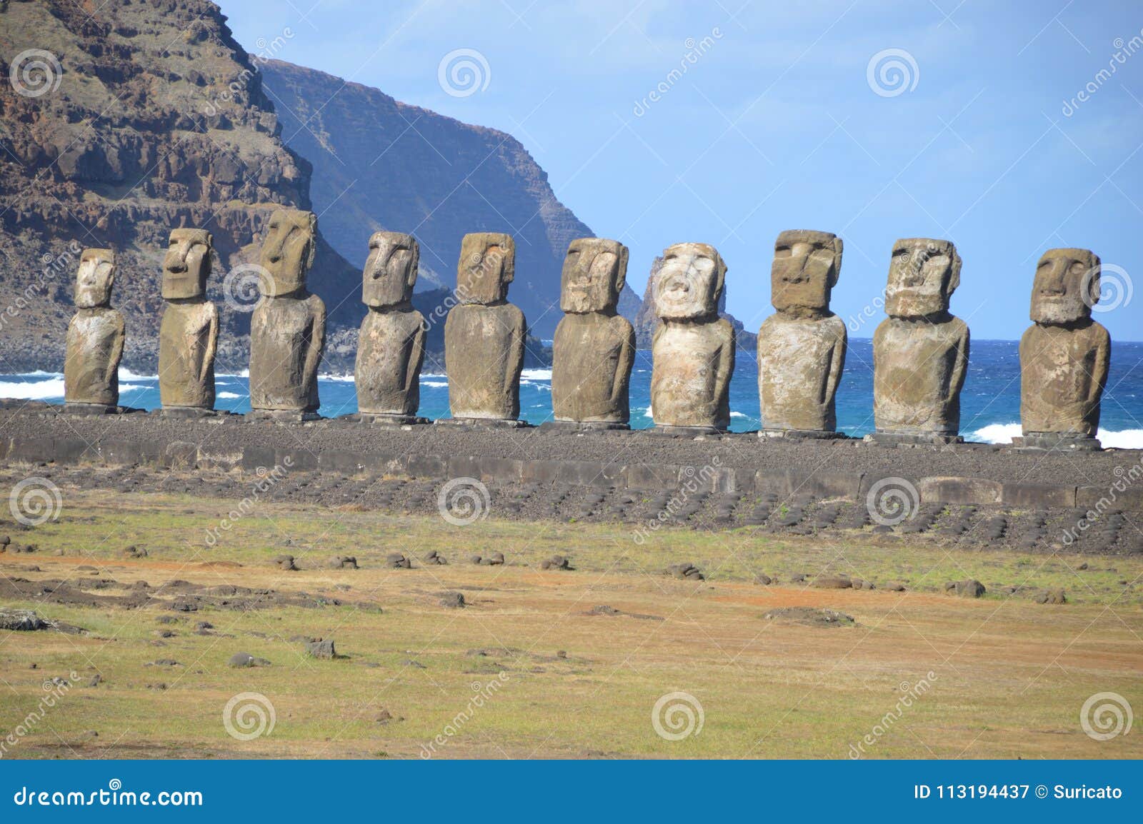 Moais in Easter Island, South Pacific Ocean Stock Image - Image of ...