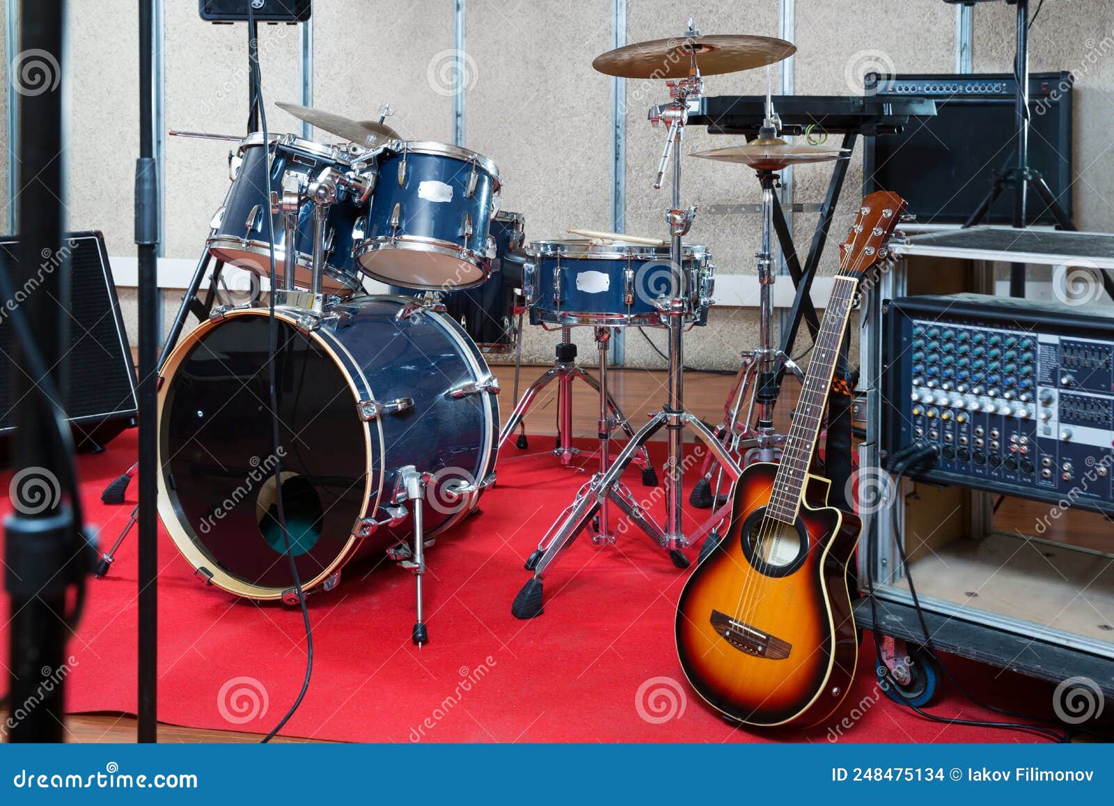 Backline Equipment in Empty Recording Studio Stock Photo - Image of ...