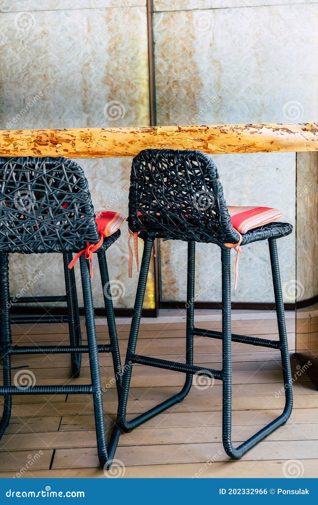 View of modern bar stools stock photo. Image of drink - 202332966