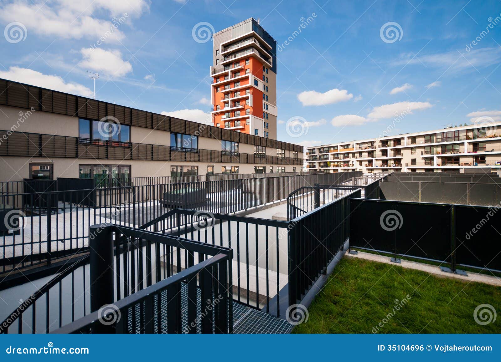 View of Modern Block of Flats from Terrace Stock Photo - Image of ...