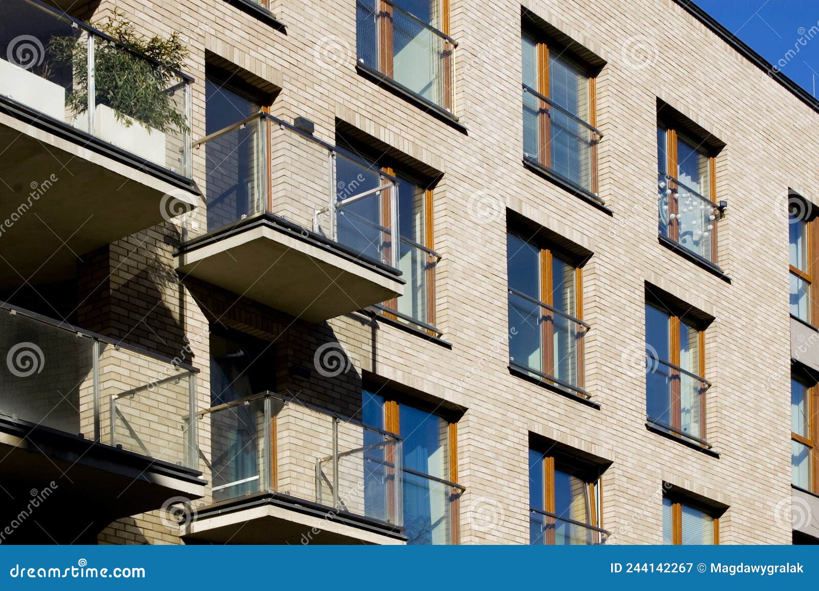View of the Modern Building with Balconies Stock Image - Image of tall ...