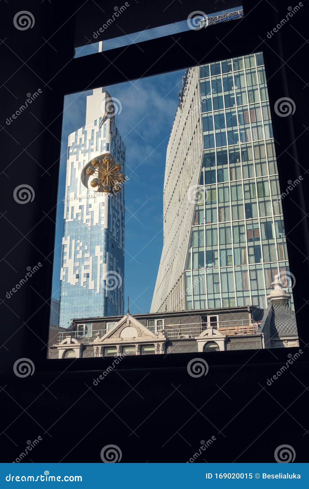 View of a Modern Buildings through the Window Stock Image - Image of ...
