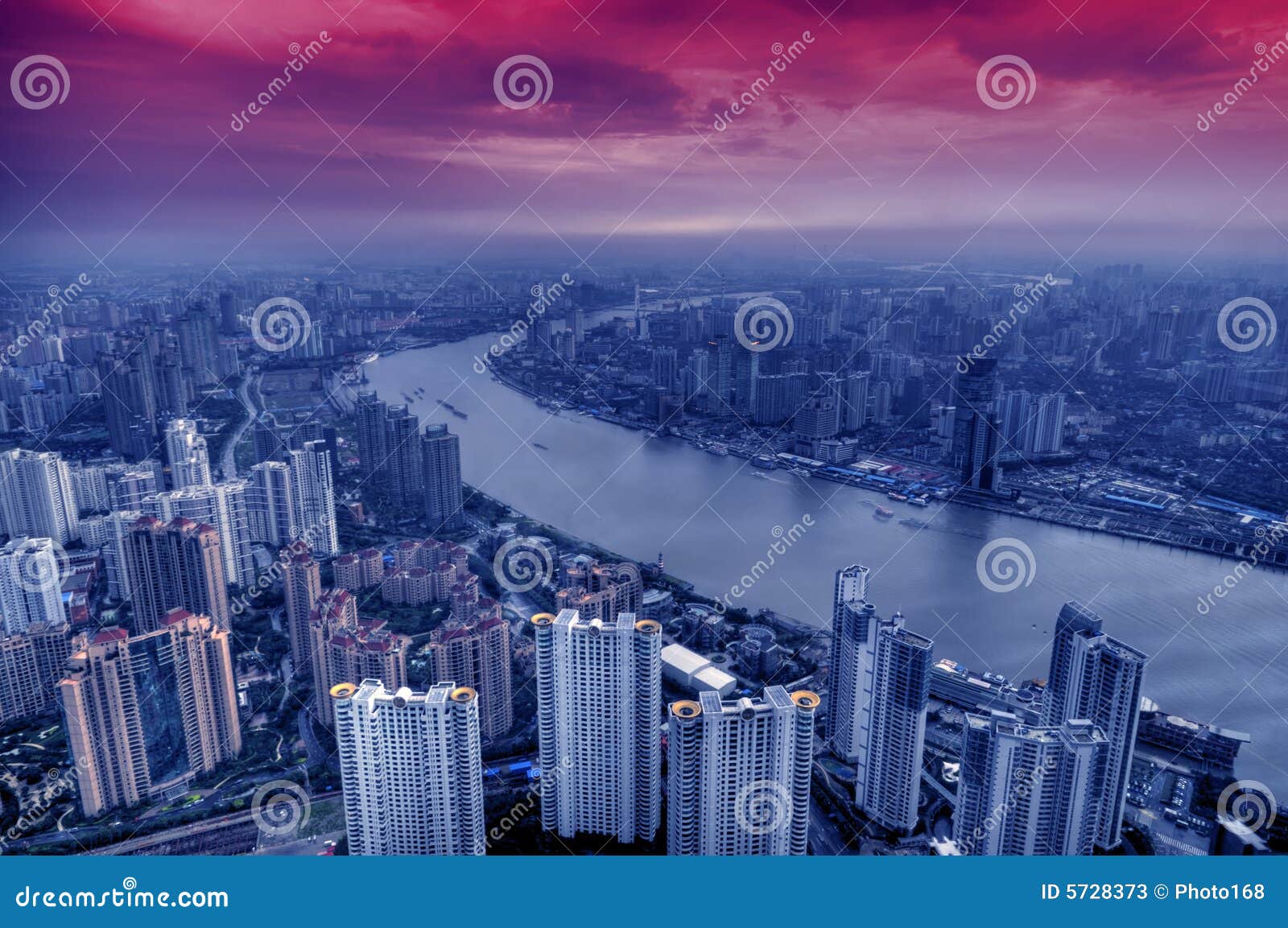 View of Modern City Shanghai Stock Image - Image of building, oriental ...
