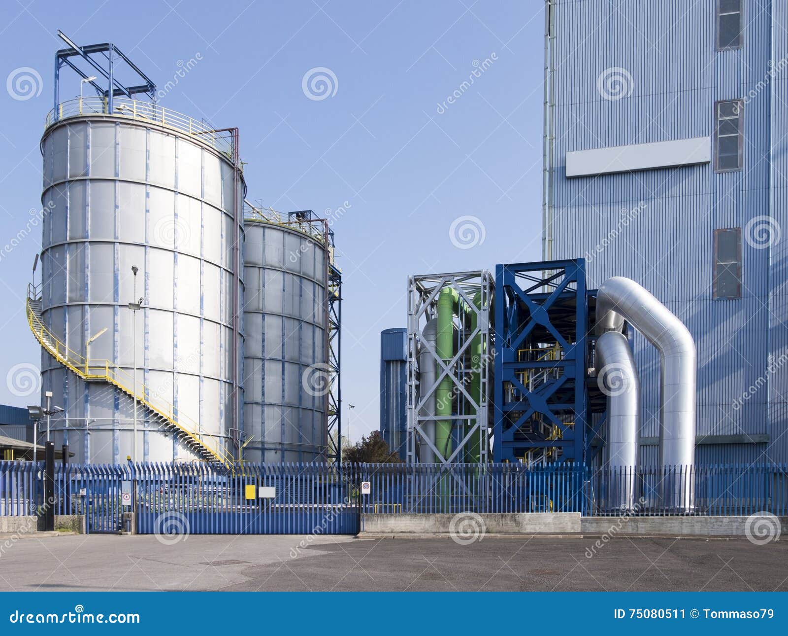 View of a modern factory stock image. Image of gasoline - 75080511