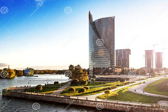 View of the Modern House on the Waterfront Riga Stock Photo - Image of ...