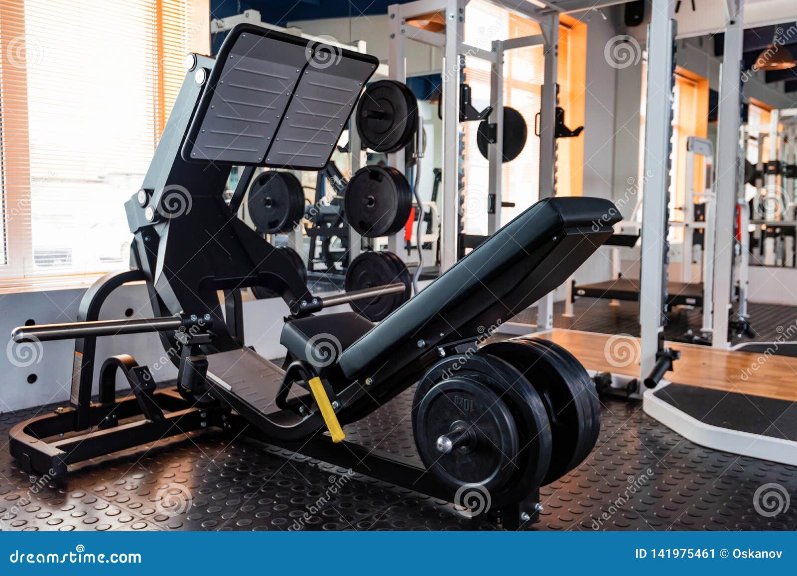 Empty Leg Press Exercise Machine in Modern Gym Stock Image - Image of ...