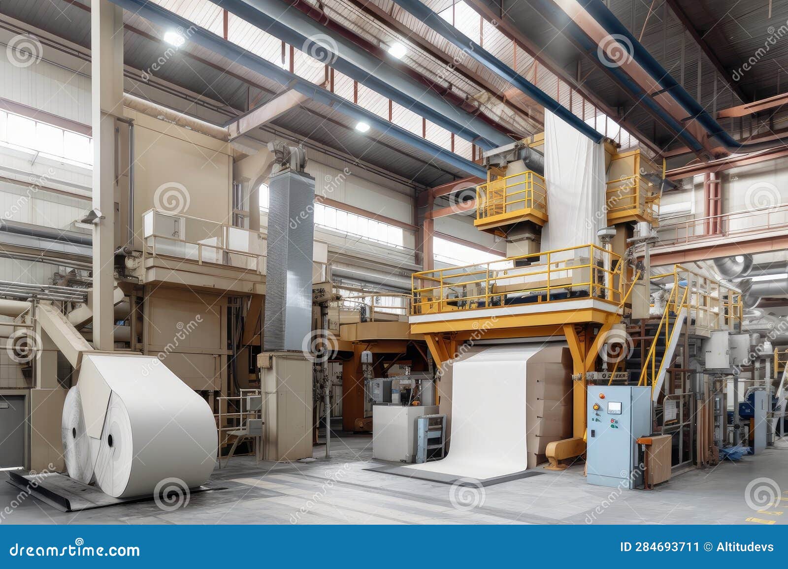 View of Modern Pulp and Paper Plant, with Advanced Equipment and ...