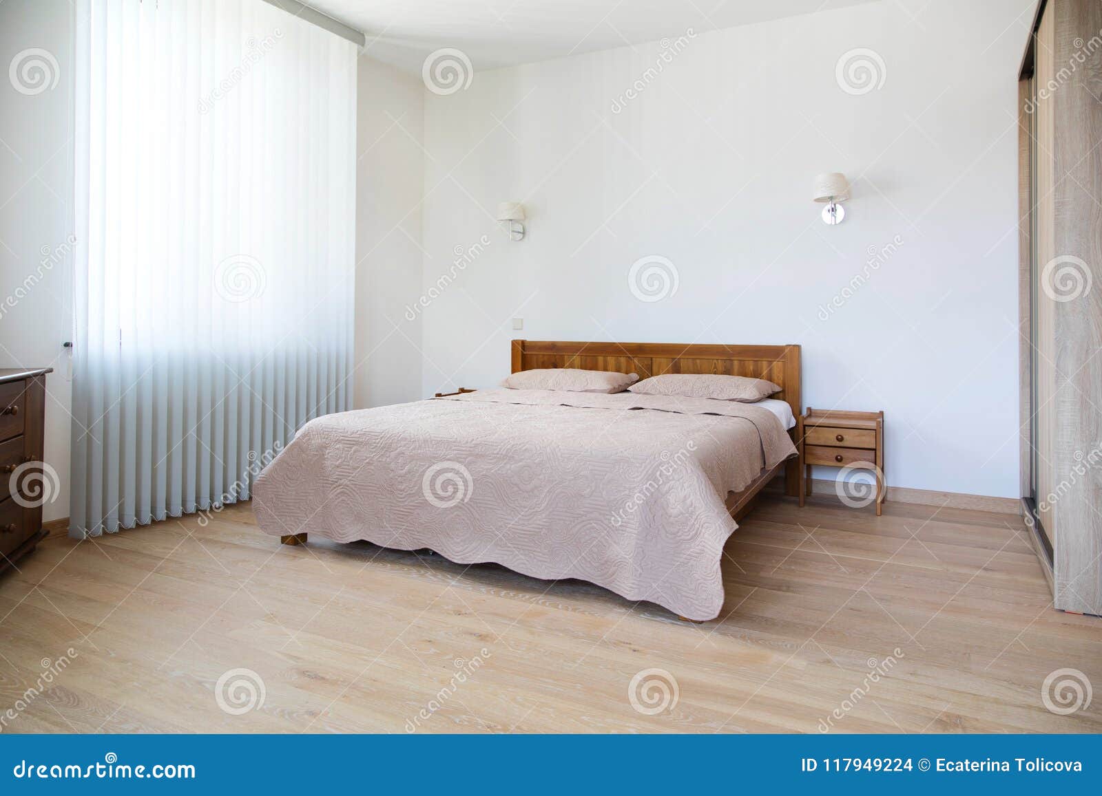 View on a Modern Simple Bedroom. Stock Photo - Image of room, estate ...