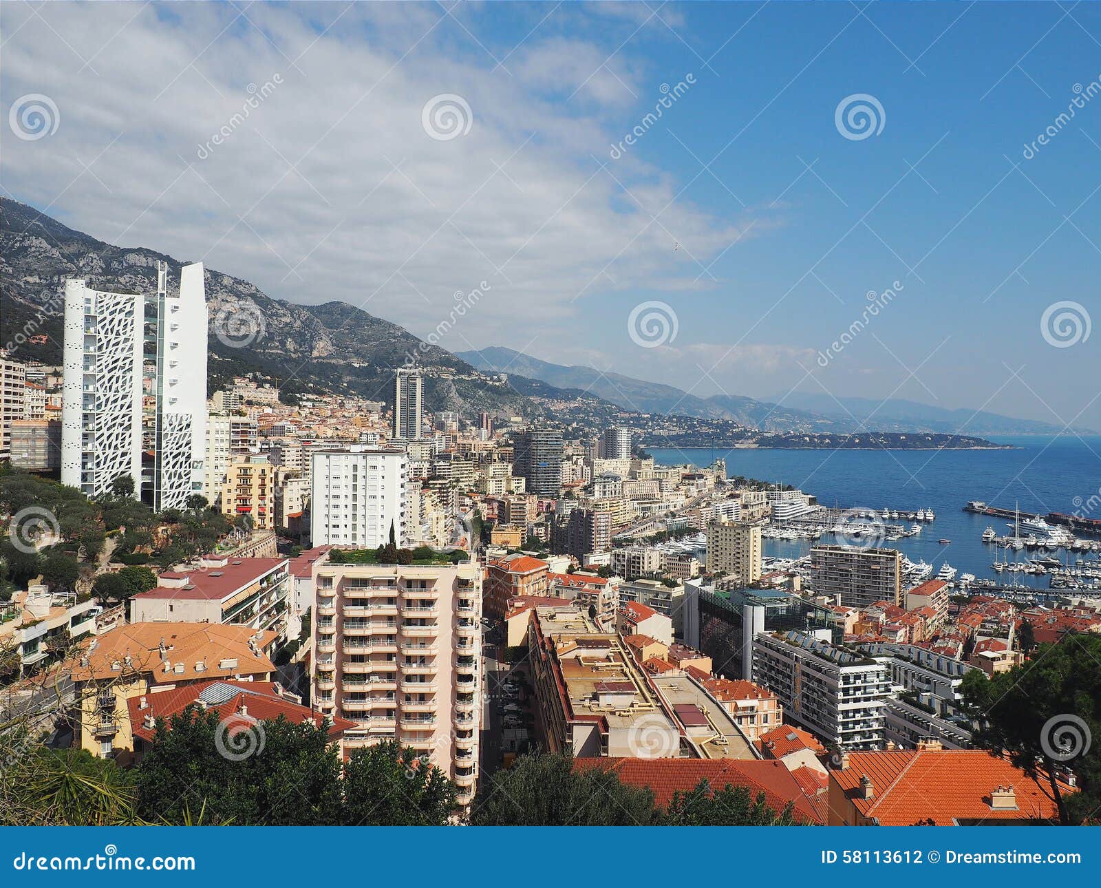 View of Monaco from a Hilltop. Stock Photo - Image of spring, tall ...