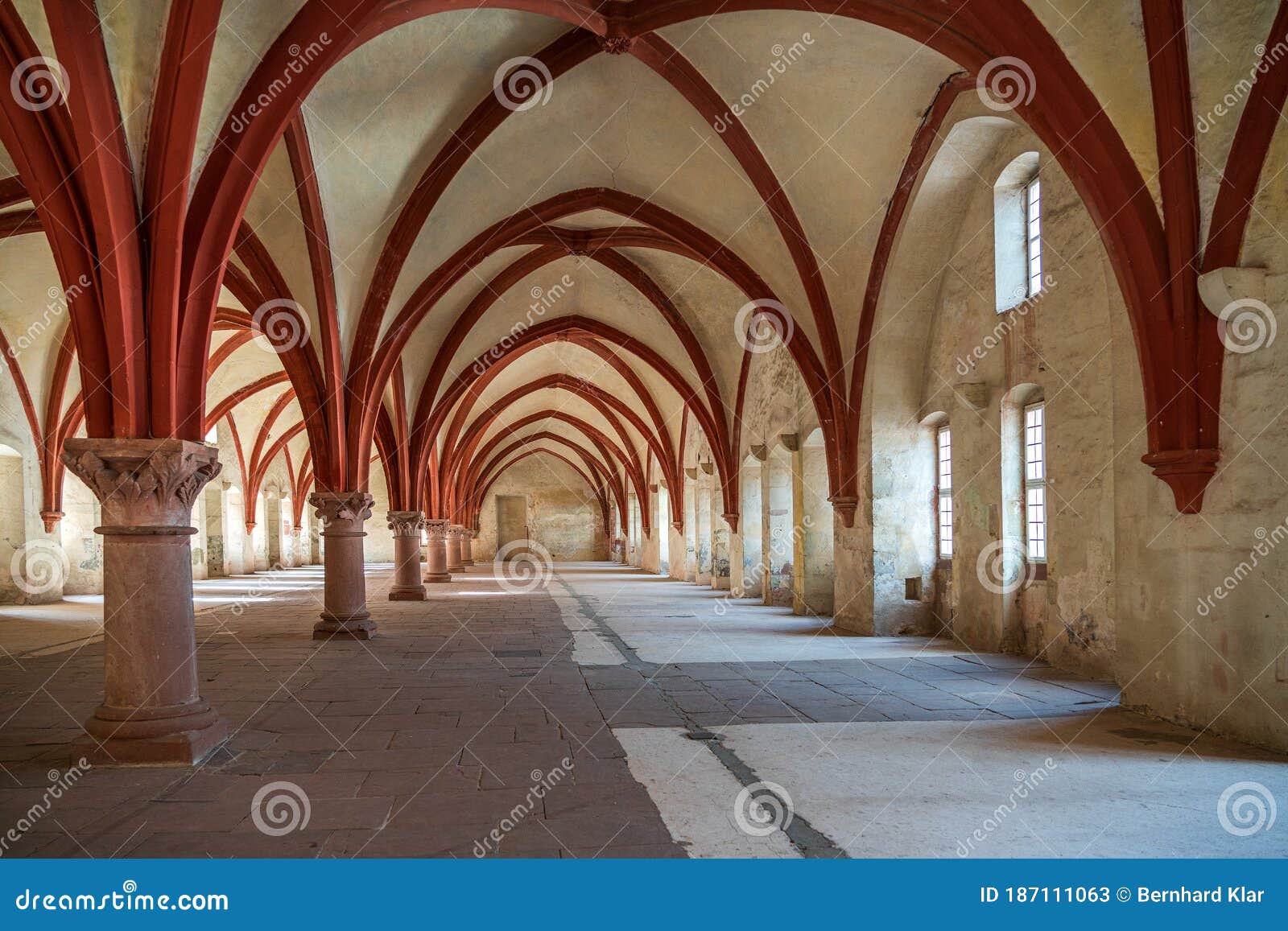 View into the Monk`s Dormitory, Eberbach Abbey Stock Image - Image of ...