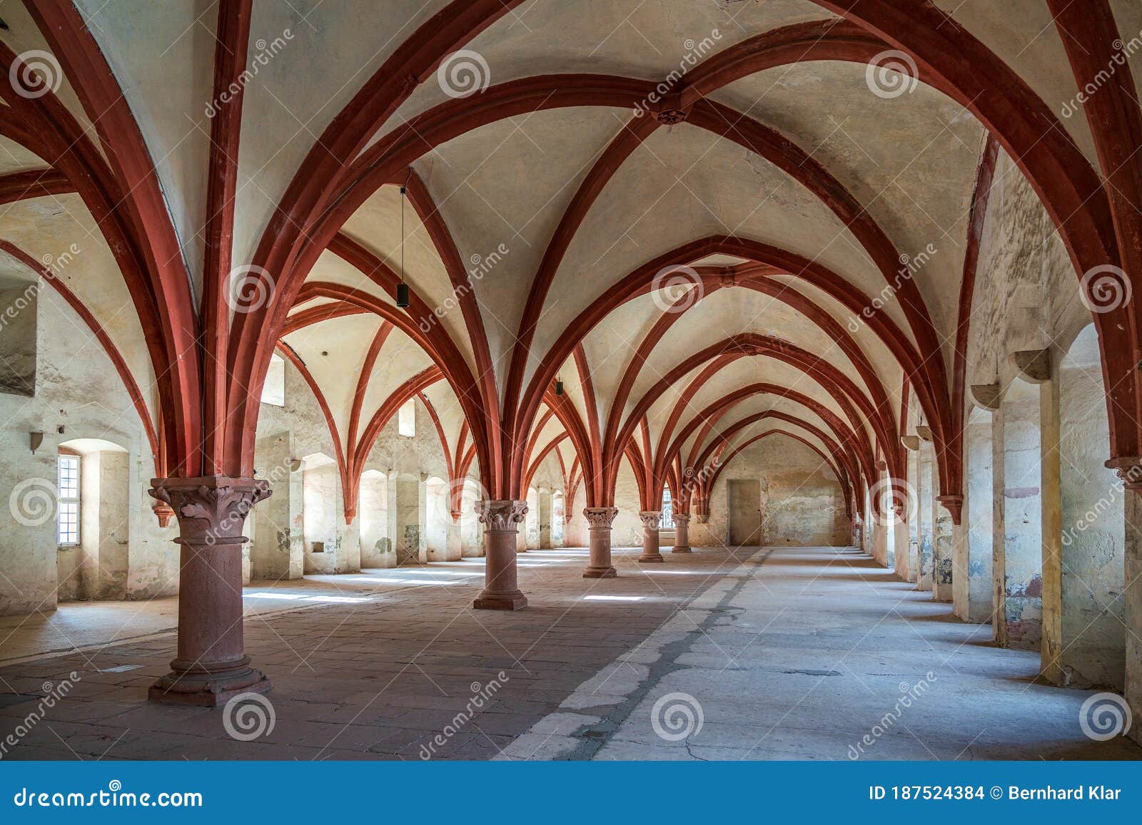View into the Monk`s Dormitory, Eberbach Abbey Stock Photo - Image of ...