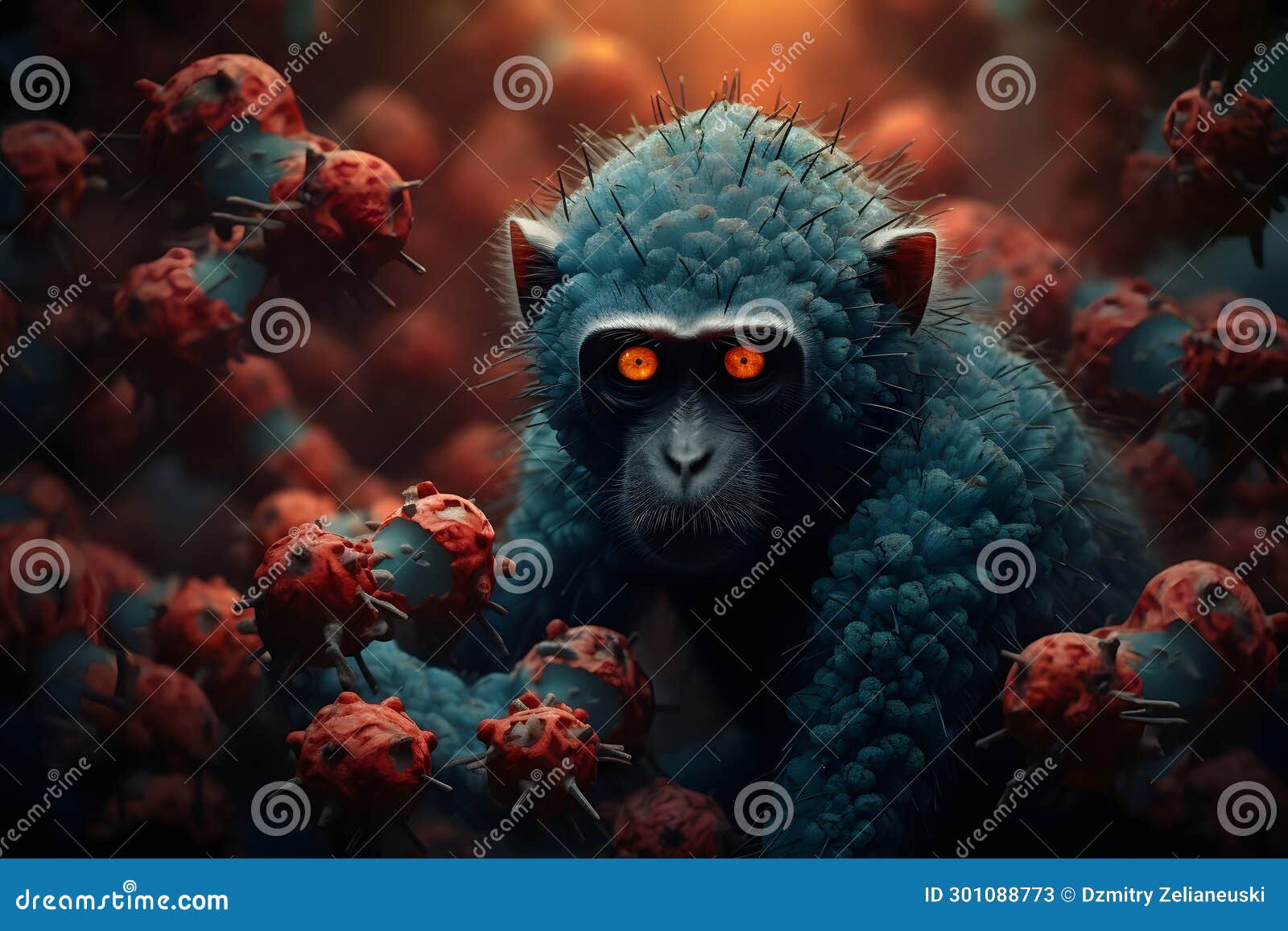 View of a Monkey with Red Eyes, Monkey Disease, Smallpox. Generative AI ...