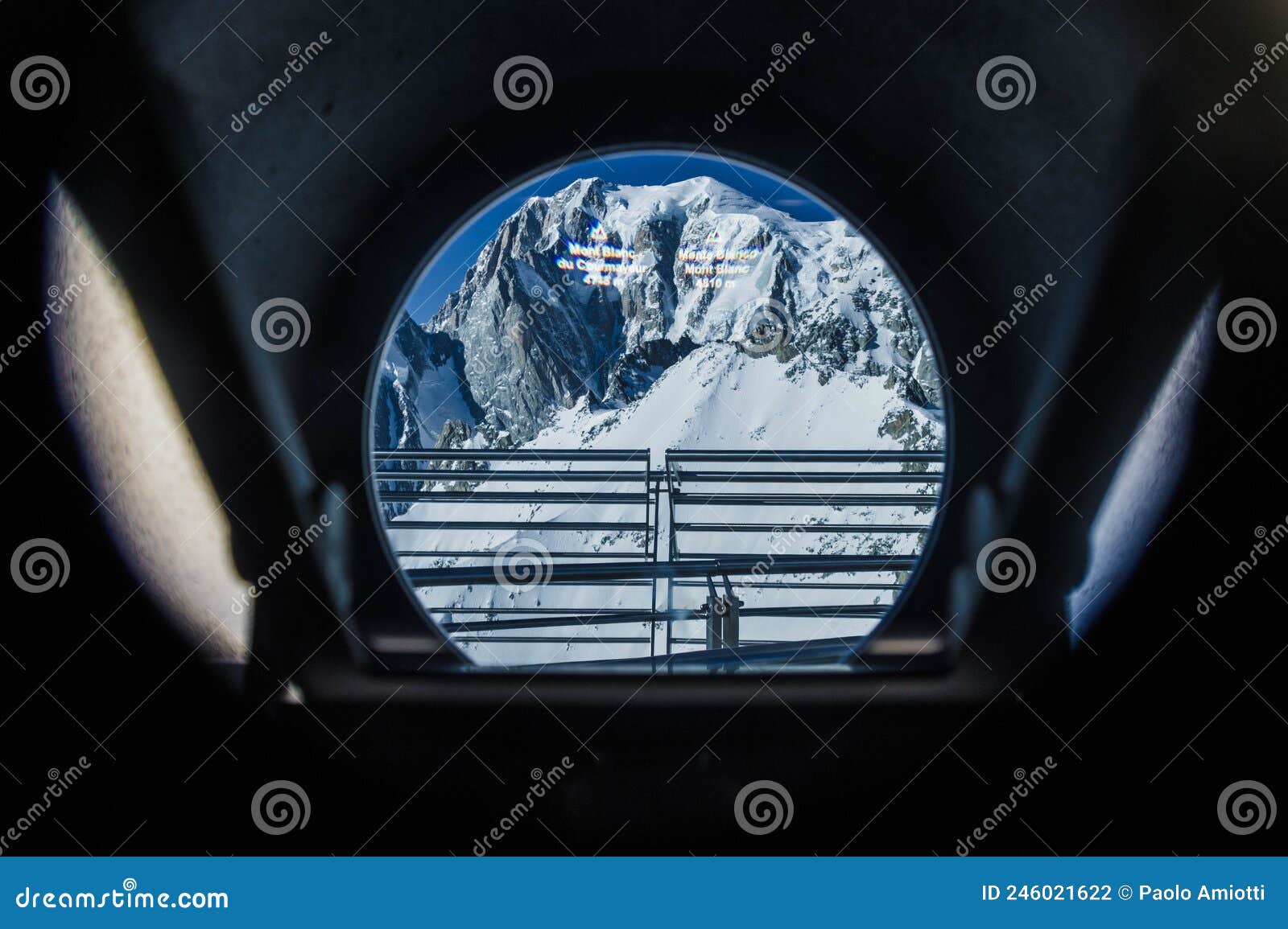 View of the Mont Blanc from a Telescope on Helbronner Peak Stock Photo ...