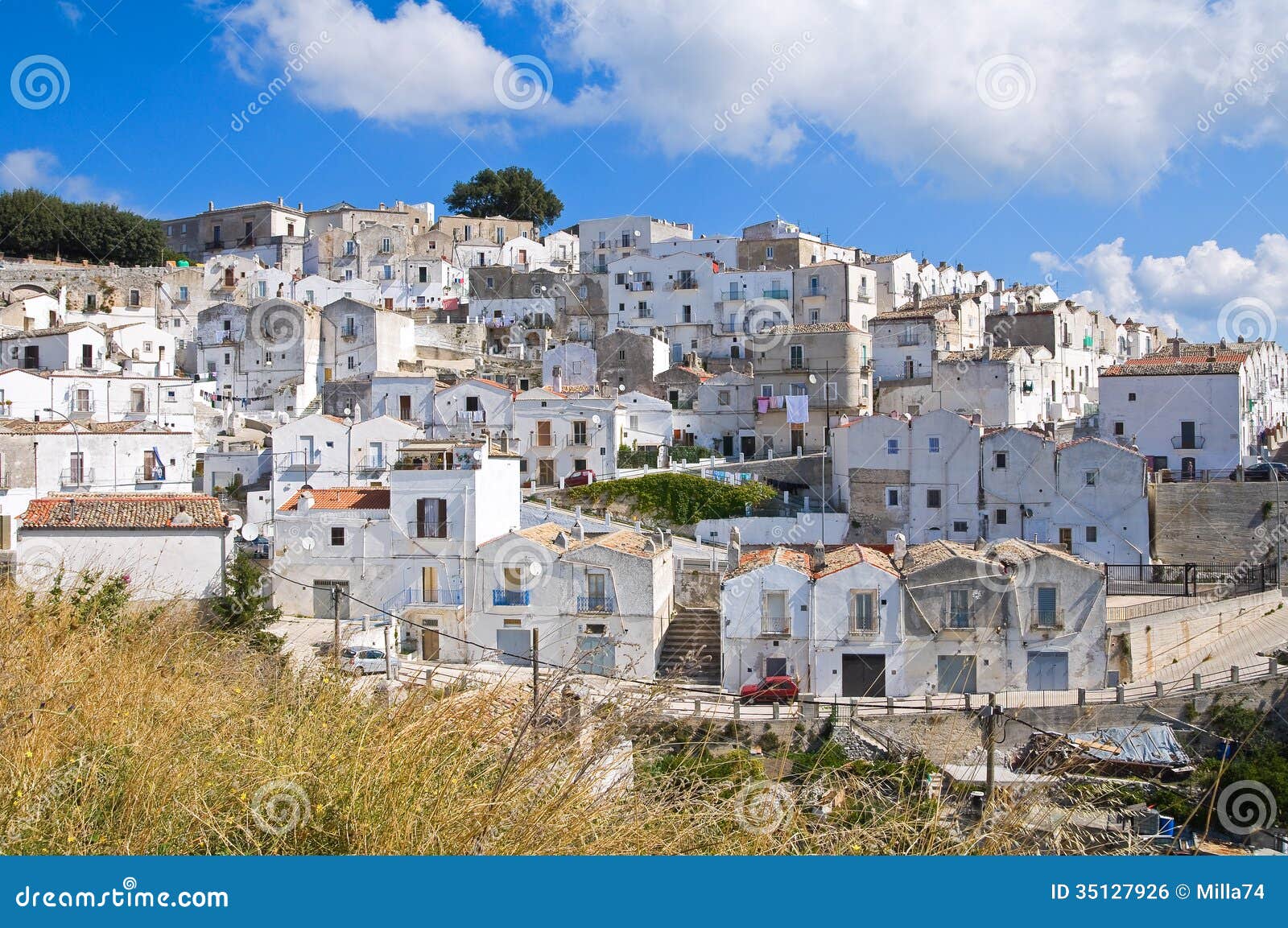 View of Monte Sant Angelo. Puglia. Italy Stock Photo - Image of blue ...