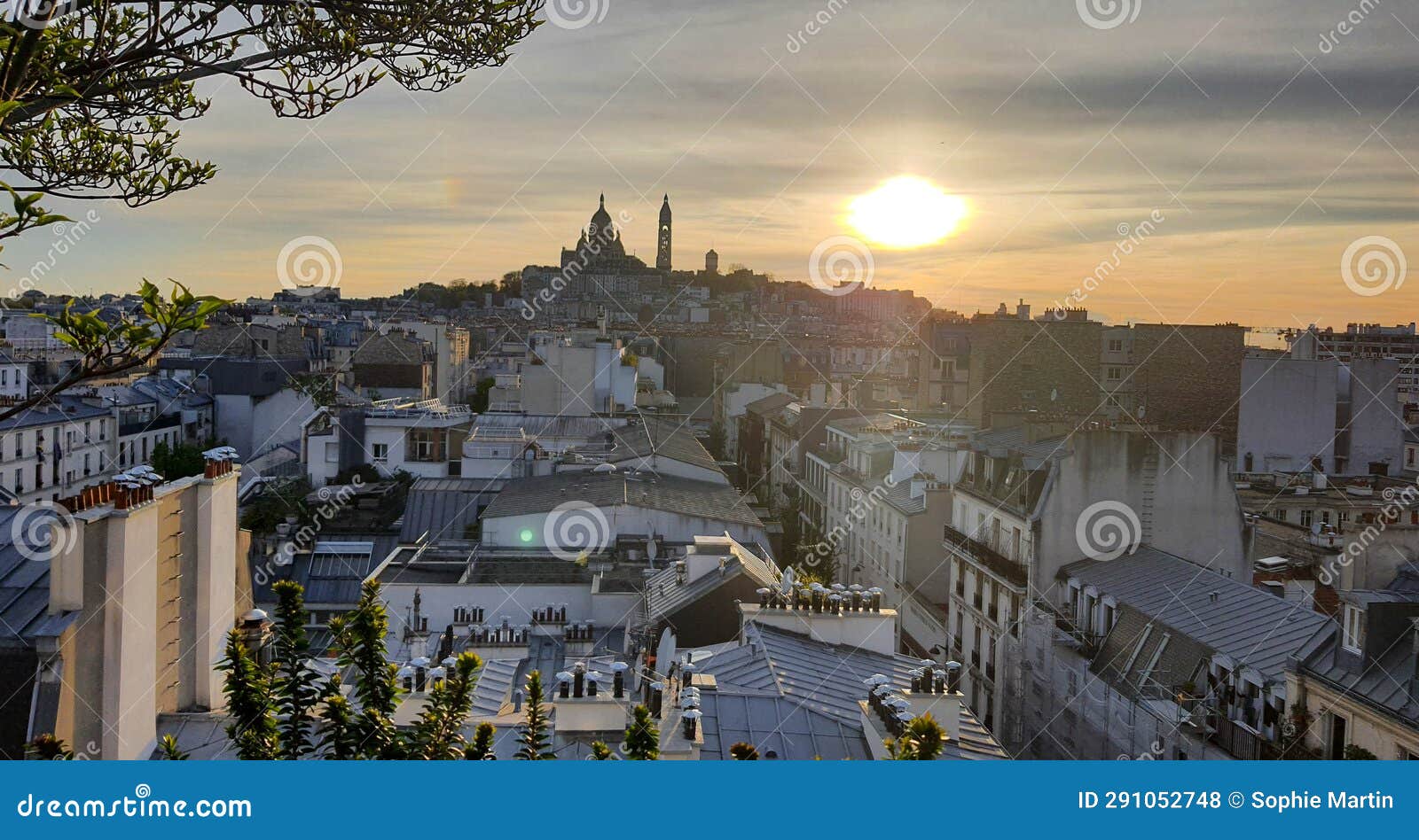 View of Montmartre Paris stock photo. Image of night - 291052748