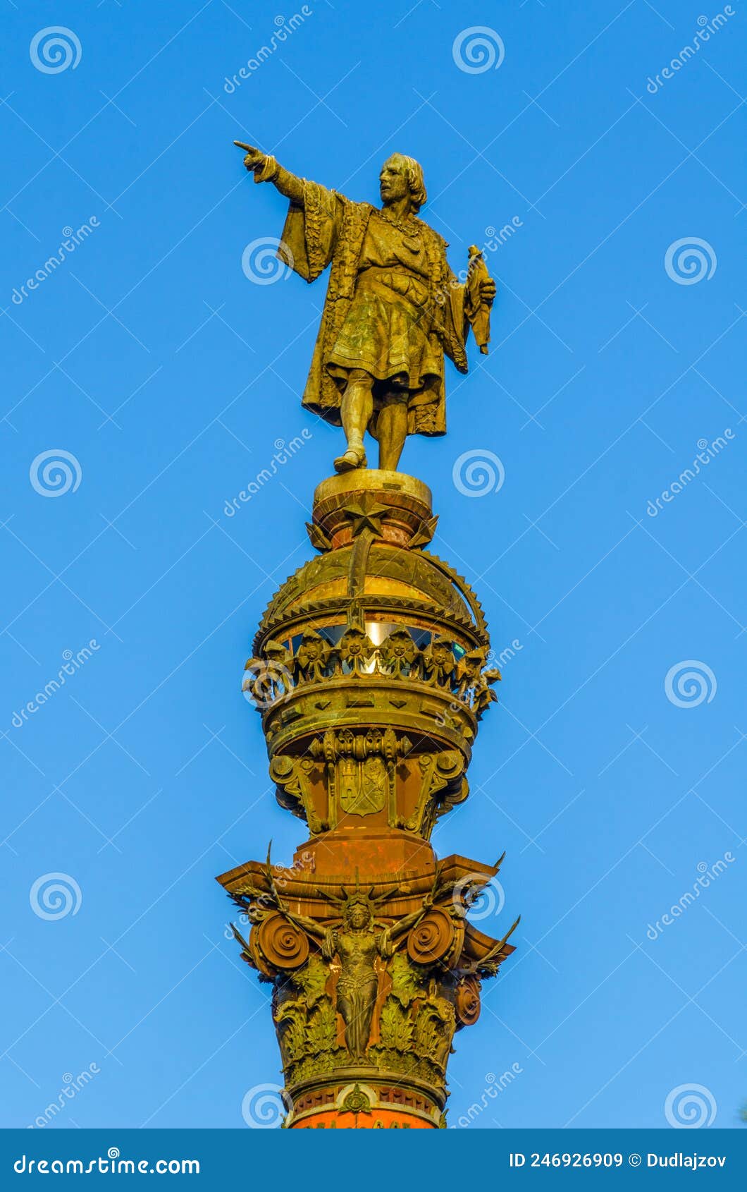 View of the Monument a Colom in Barcelona, Spain....IMAGE Editorial ...
