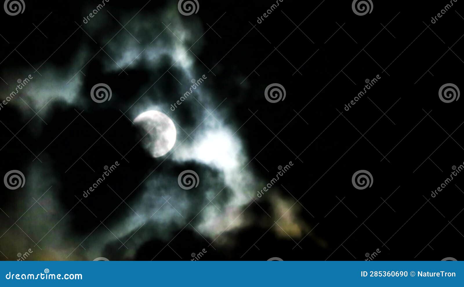 A View of the Moon and Moving Clouds Stock Footage - Video of evening ...
