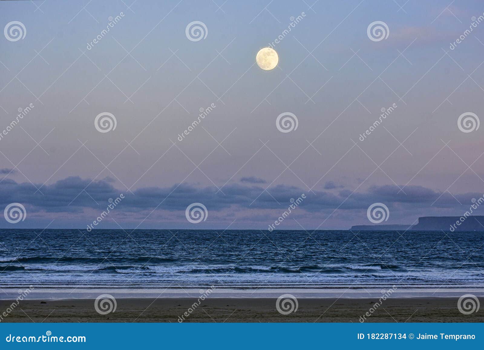 View of the Moon Over the Beach Stock Photo - Image of contemplation ...