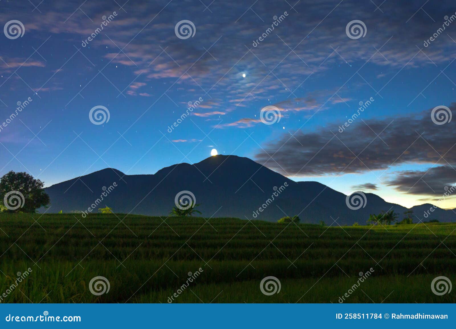 View of the Moon Parallel To the Other 5 Planets at Sunrise Stock Photo ...