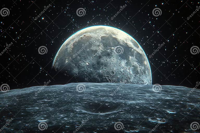 A View of the Moon from the Surface of the Moon Stock Image - Image of ...
