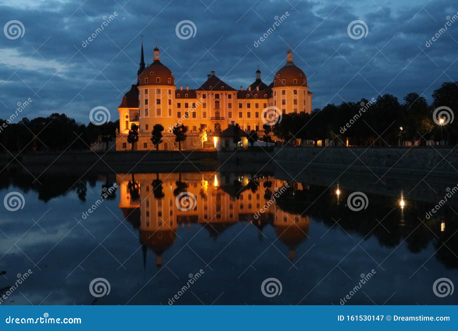 A View of the Moritzburg Schloss Moritzburg at Night in Saxony, Germany ...