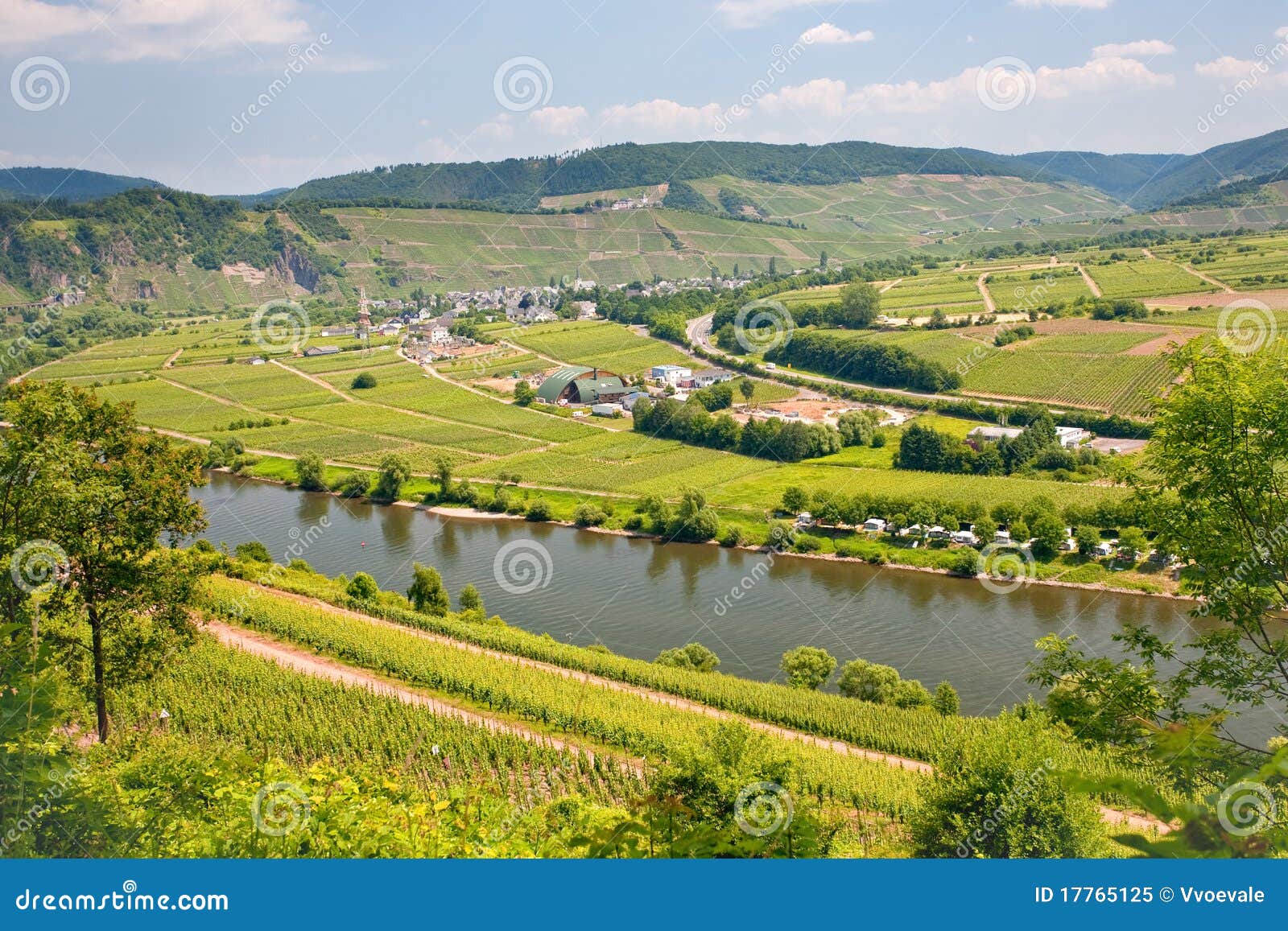 View on Moselle Valley from Mountain Stock Image - Image of rural, farm ...