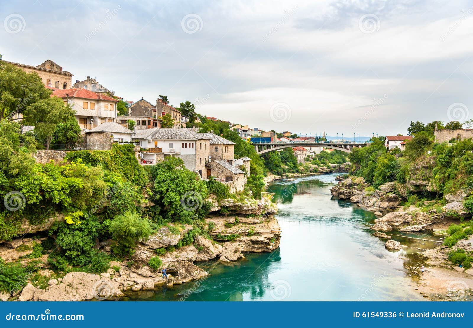 View of Mostar old town stock photo. Image of minaret - 61549336
