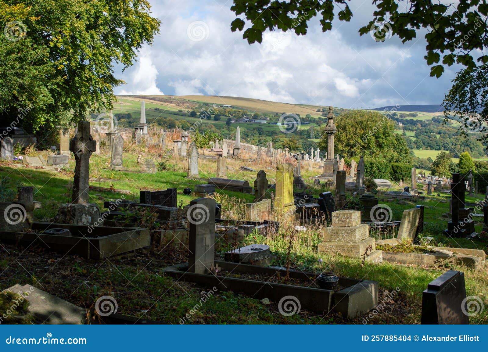 Mottram Cemetery with a View of Hills in the Background Stock Photo ...