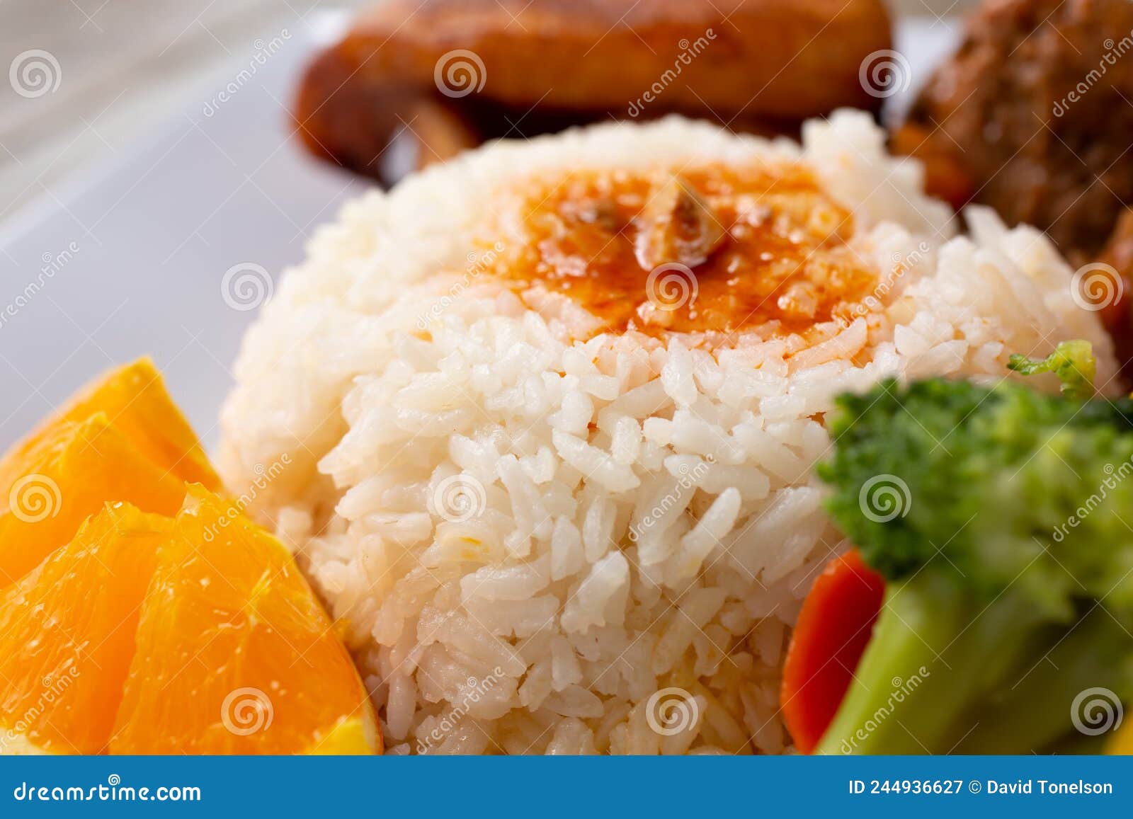 Caribbean white rice stock image. Image of dish, table - 244936627