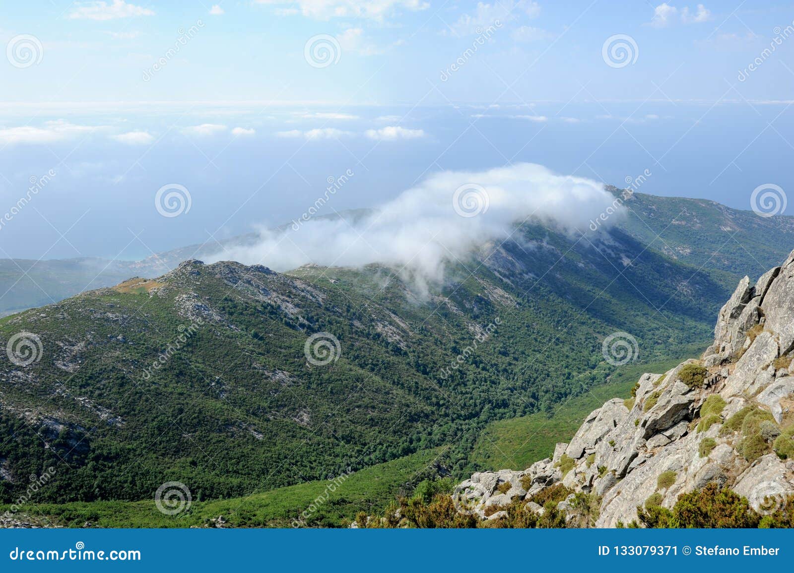 View from Mount Capanne on Elba Island, Italy Stock Image - Image of ...