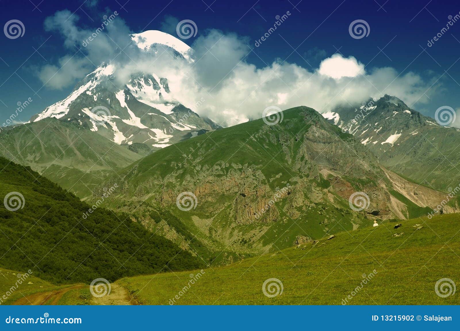 View of Mount Kazbek, Caucasus, Georgia Stock Photo - Image of kazbek ...